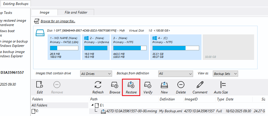 Restoring Images using the Rescue Media